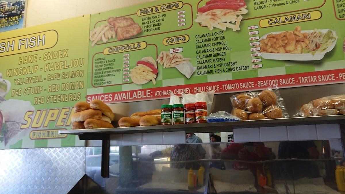Menu at Super Fisheries restaurant, Cape Town