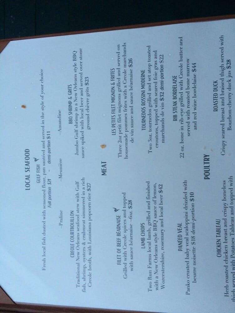 Menu at Tableau pub & bar, New Orleans, 616 St Peter