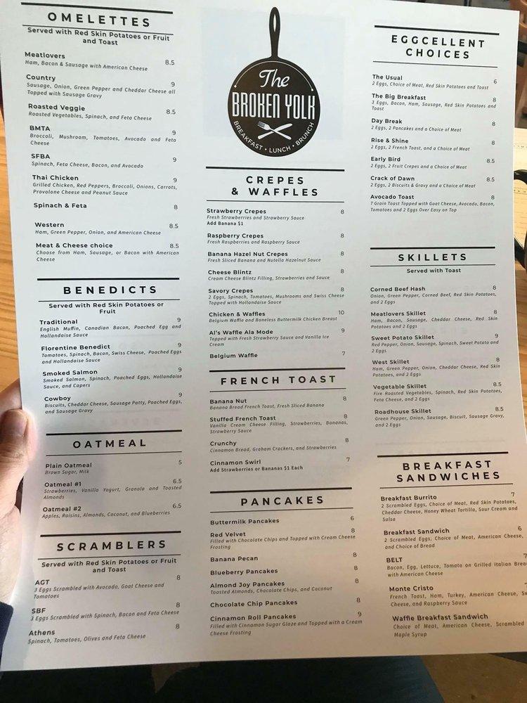 Menu at The Bread & Yolk cafe, Orion charter Township