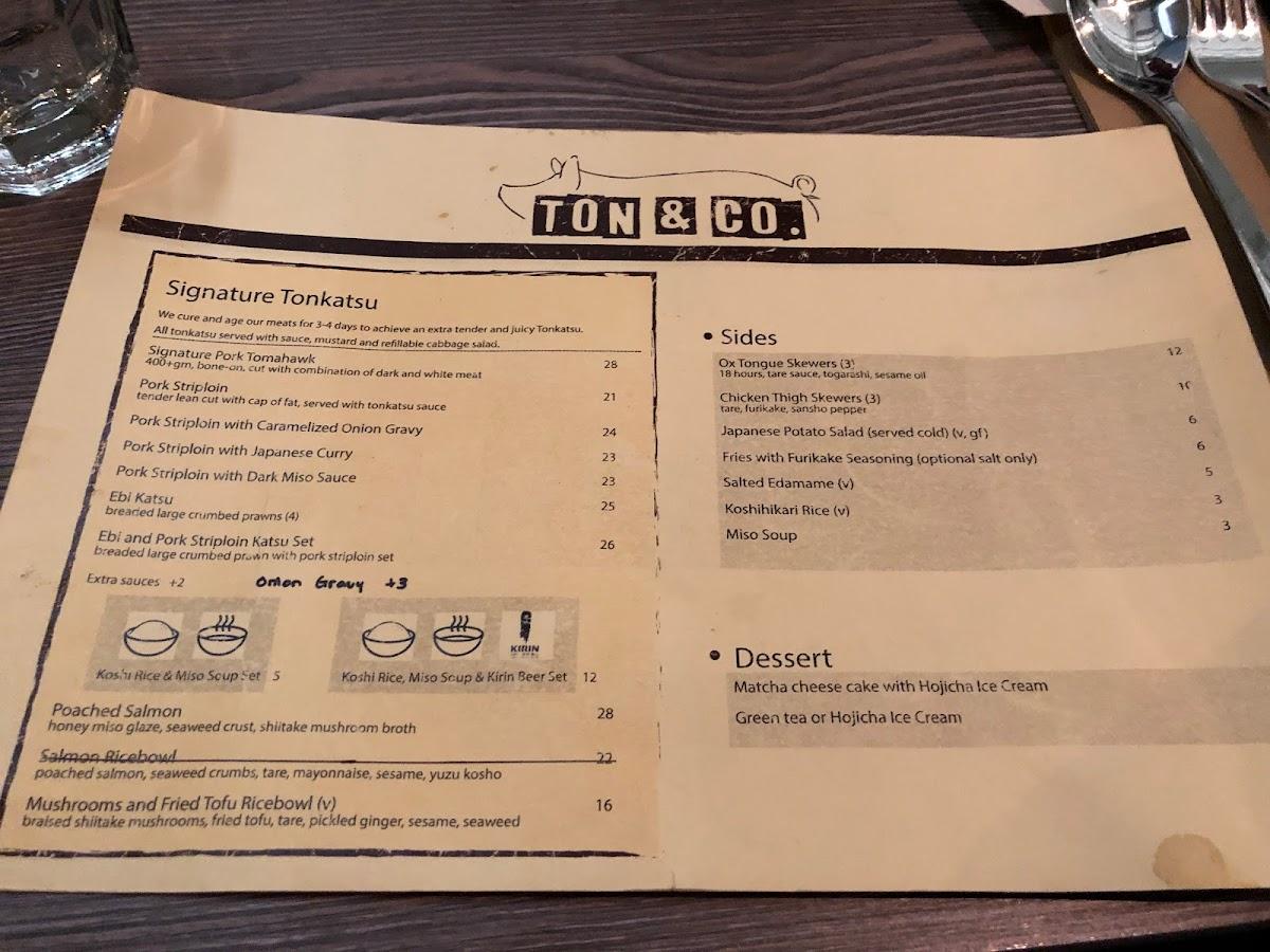 Menu at Ton & Co restaurant, Windsor
