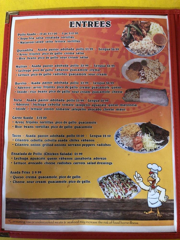 Menu at El Pollo Real restaurant, Tukwila, E Marginal Way S