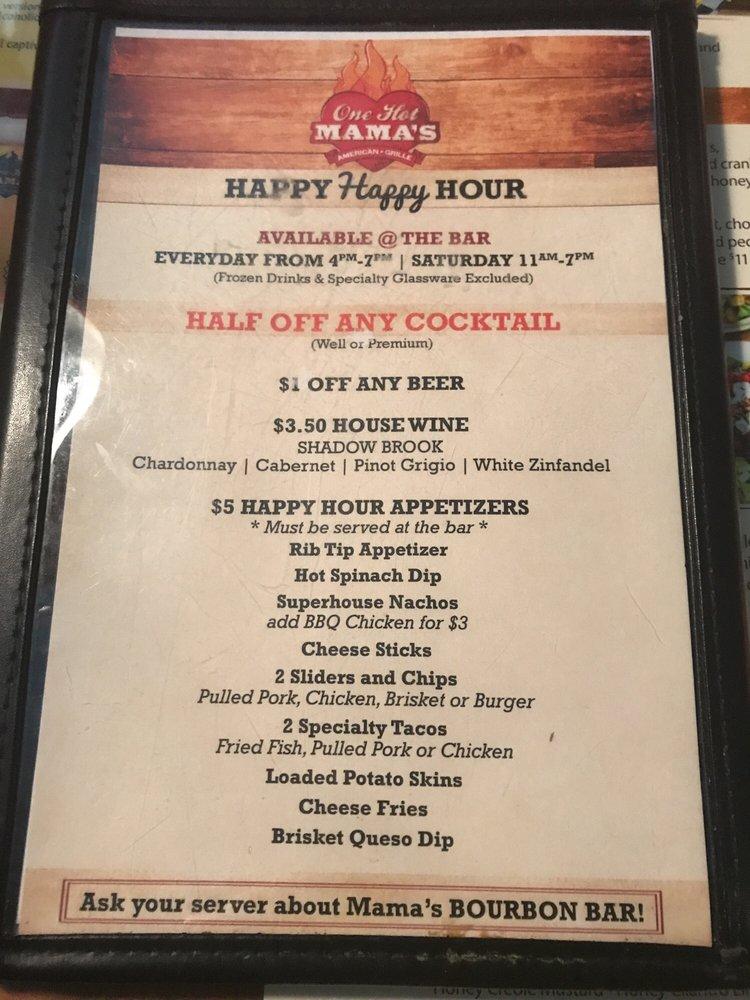 Menu at One Hot Mama's American Grill BBQ, Hilton Head Island