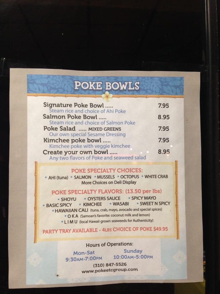Carta del restaurante Poke Etc., National City