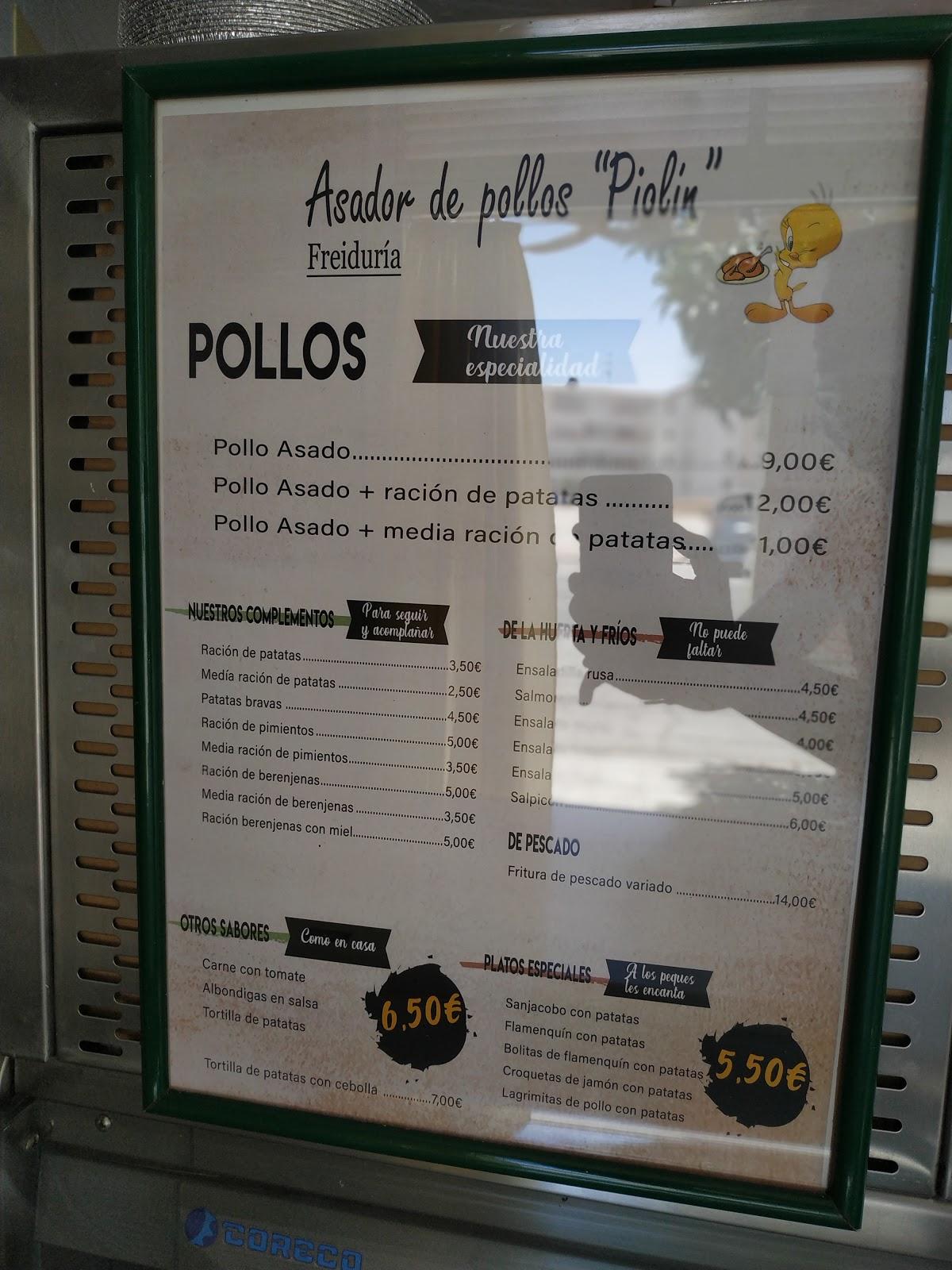 Carta del restaurante Asador De Pollos "Piolín", Córdoba