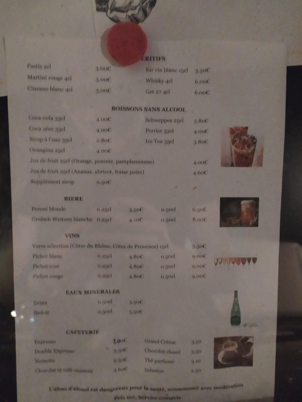 Menu at Café du Musée, Lyon