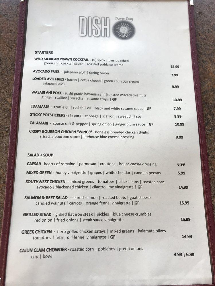 Menu at DISH at Dover Bay Cafe, Dover