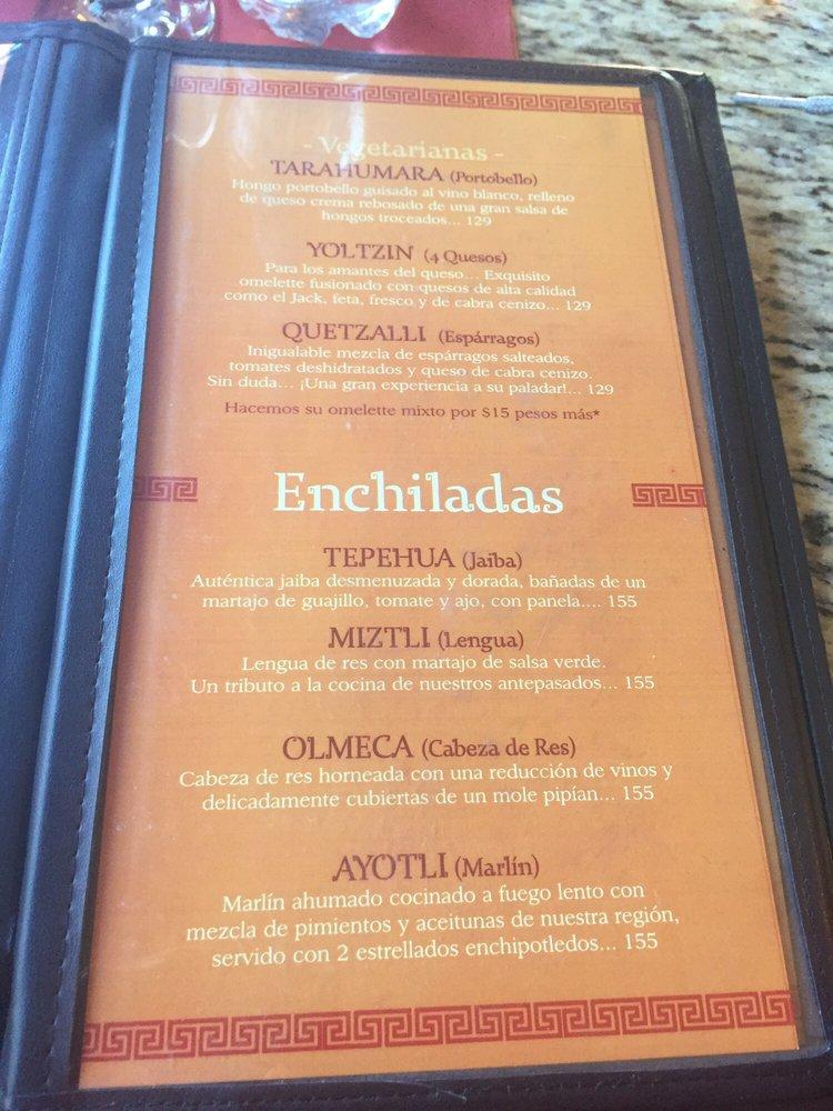Menu at Marenca restaurant, Tijuana, P.º de los Héroes 70