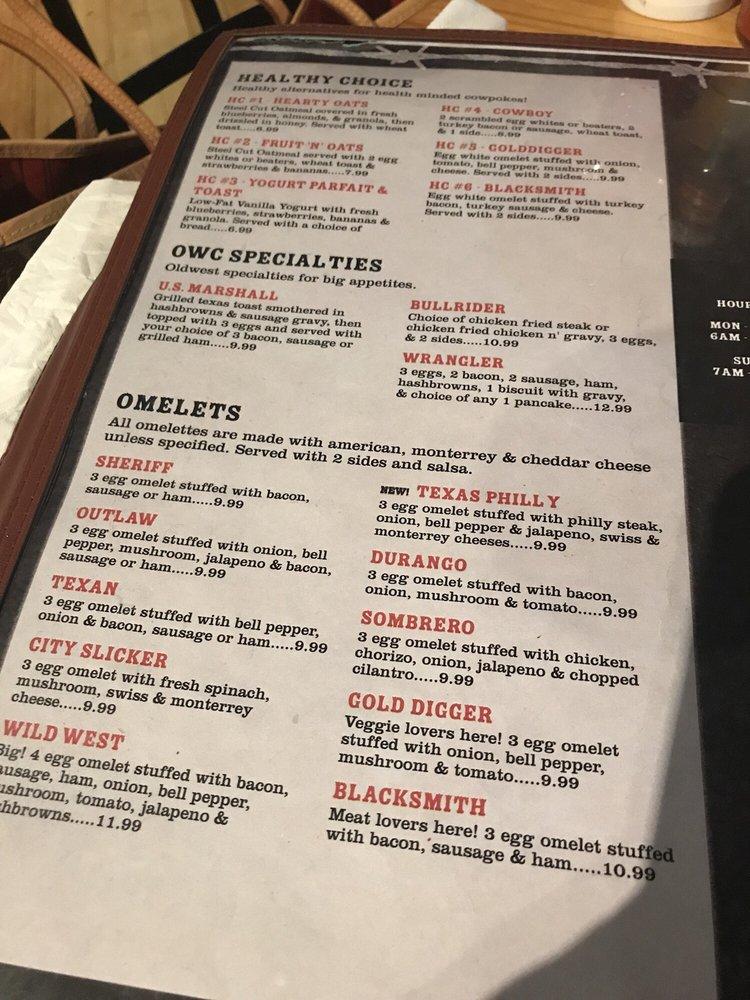 Menu at Oldwest Cafe Of Arlington, Arlington
