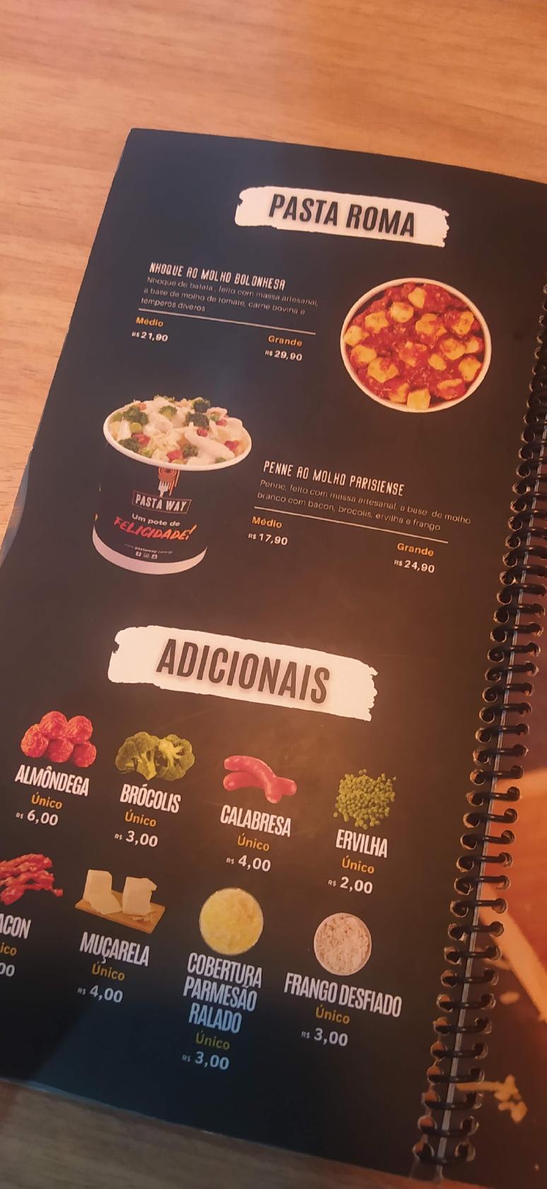 Menu em Pasta Way restaurante, Curitiba