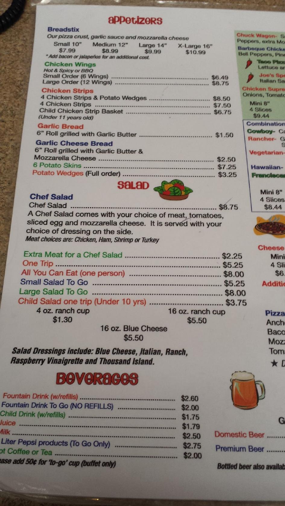Menu at Pizza Round-Up Marysville pizzeria, Marysville, Covillaud St