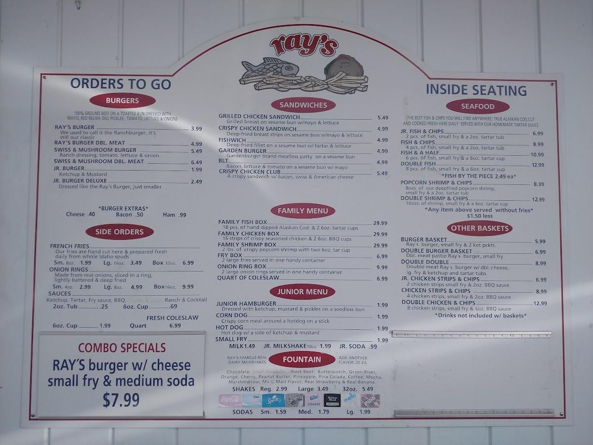 Menu at Ray's Drive In restaurant, Everett