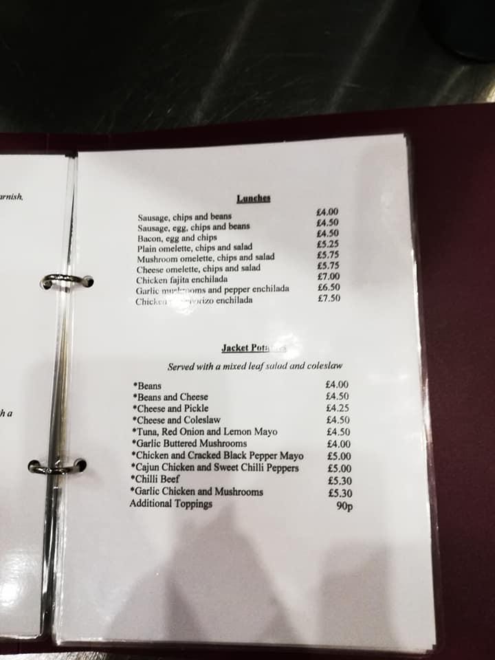 Menu at Scarlett's Cafe, Falkirk, 12 Union Road
