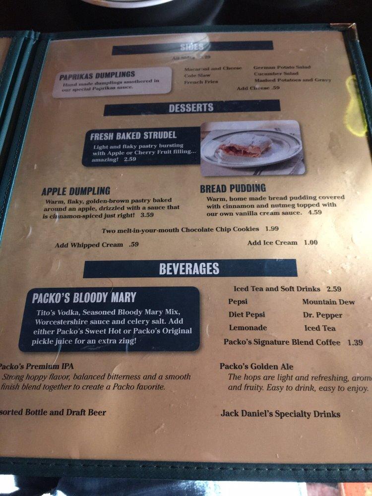 Menu at Tony Packo's Restaurant, Toledo, Front St