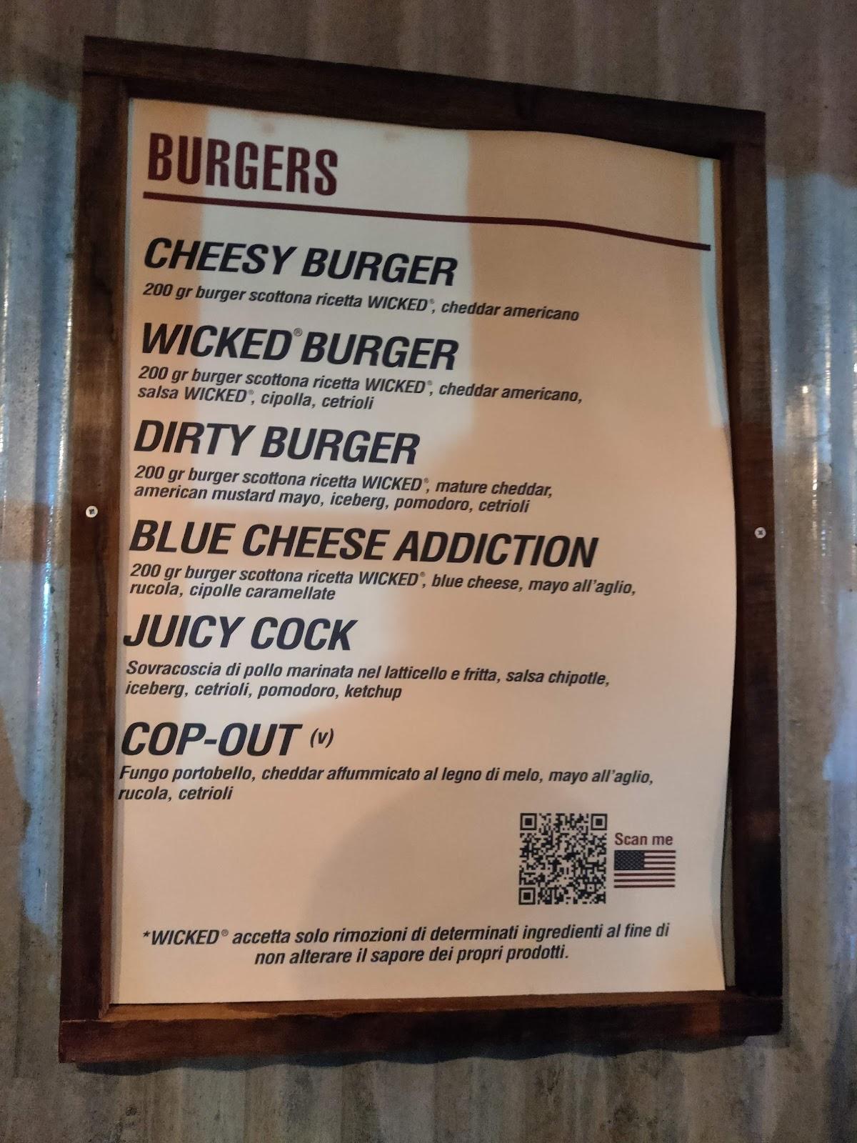 Menu at Wicked restaurant, Aversa