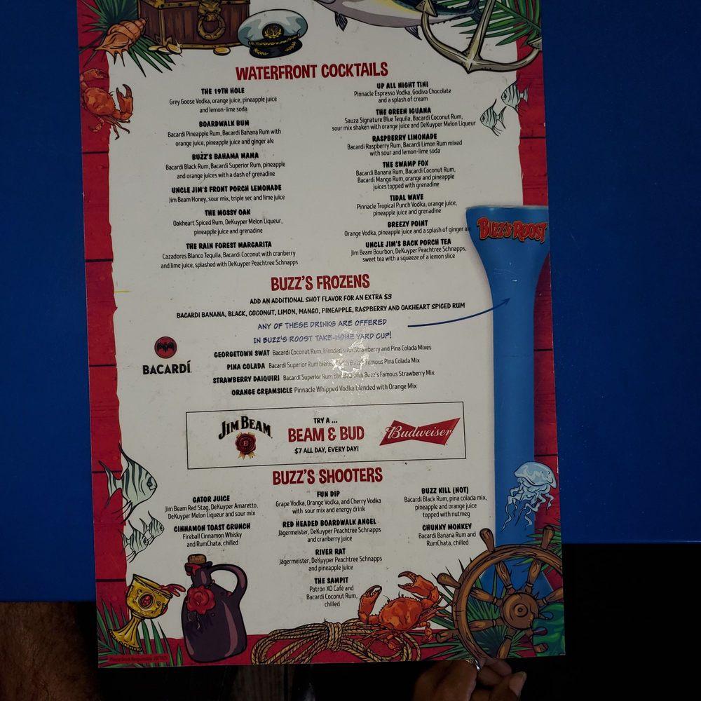 Menu at Buzz's Roost pub & bar, Georgetown