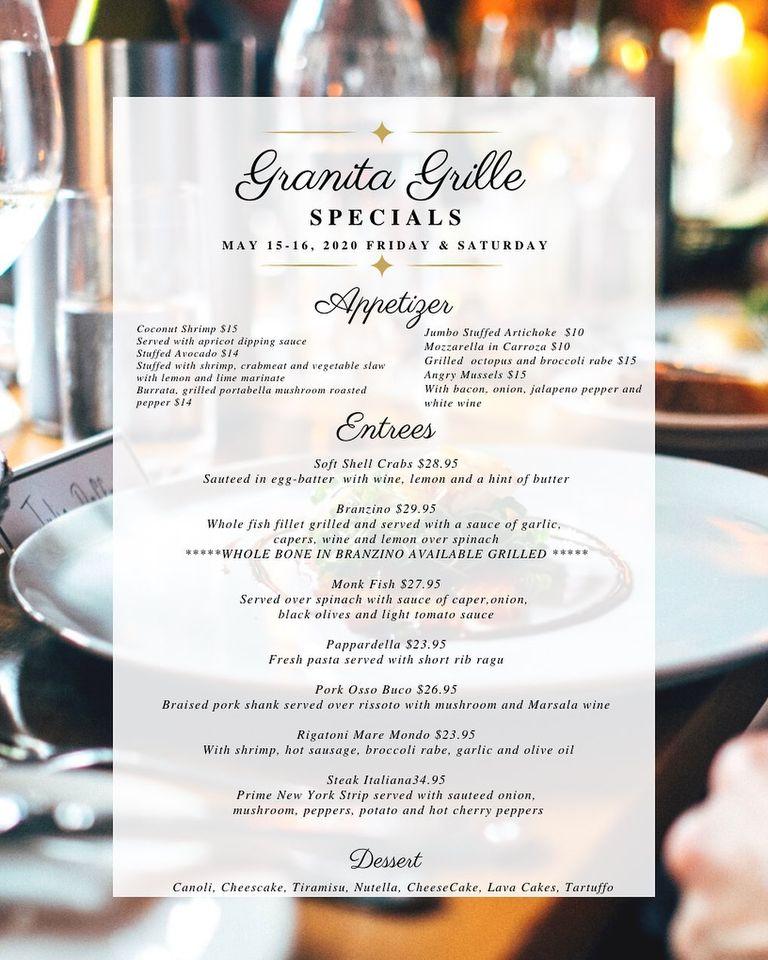 Menu at Granita Grille restaurant, Westwood