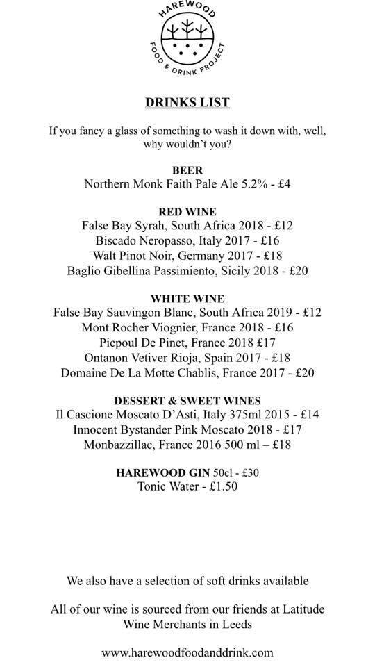 Menu at Muddy Boots Cafe, Leeds