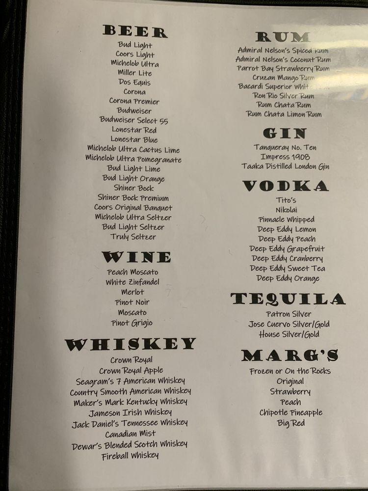 Carta de THE OFFICE BAR AND GRILL, North Zulch