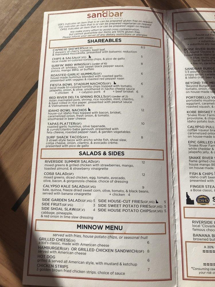 Menu at The Sandbar Patio Bar & Grill, Boise, W Chinden Blvd