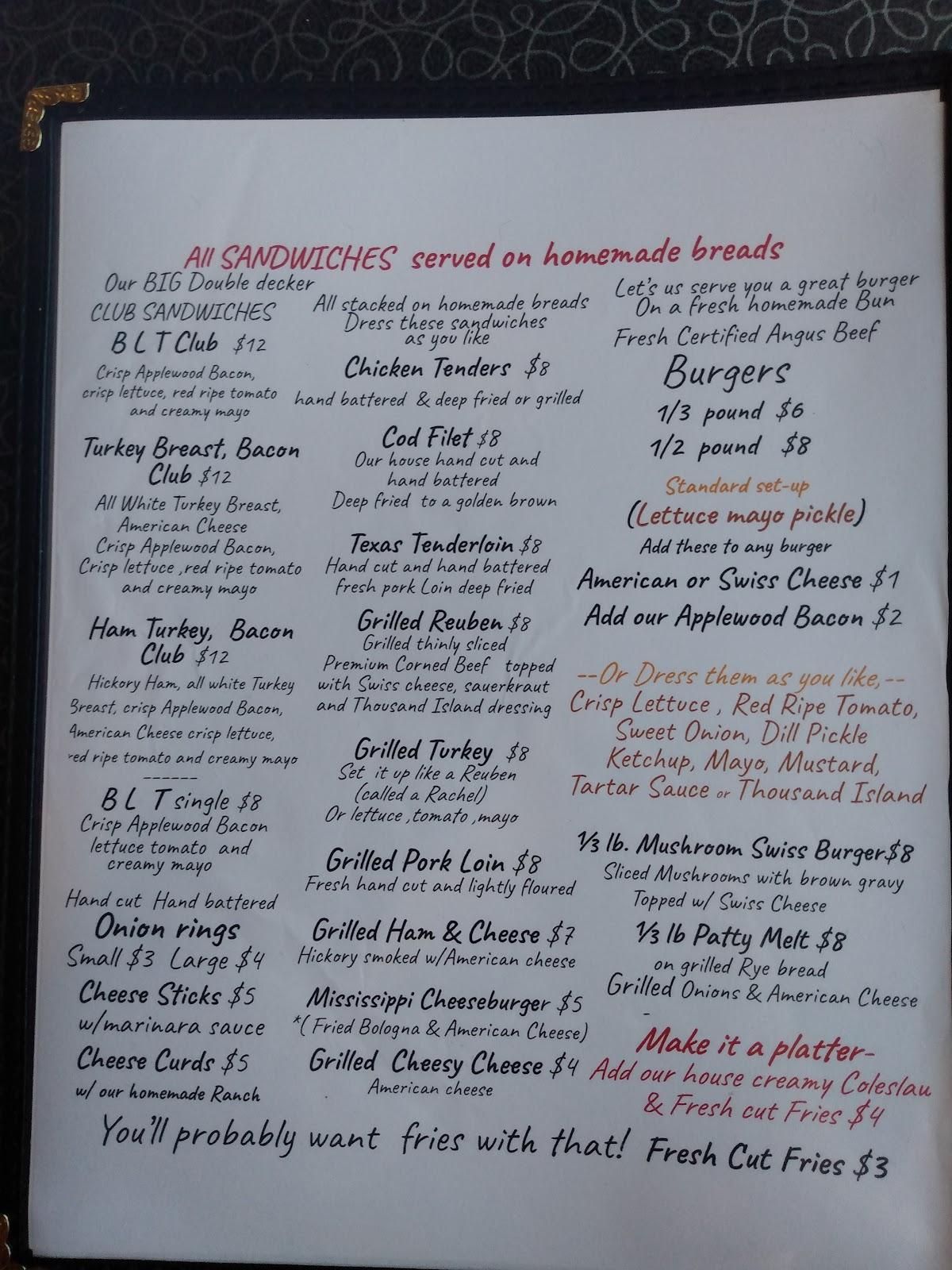 Menu at Carriage Inn Restaurant, Enon