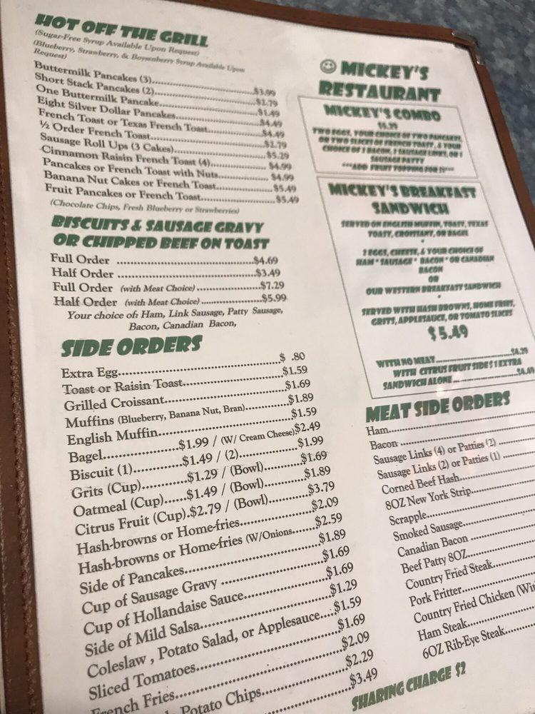 Menu at Mickey's Restaurant, Fort Pierce