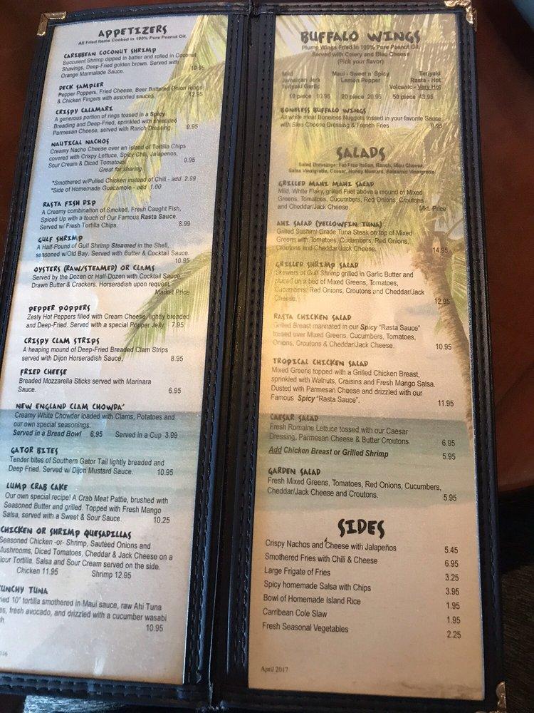 Menu at Ocean Deck Restaurant & Beach Bar, Daytona Beach