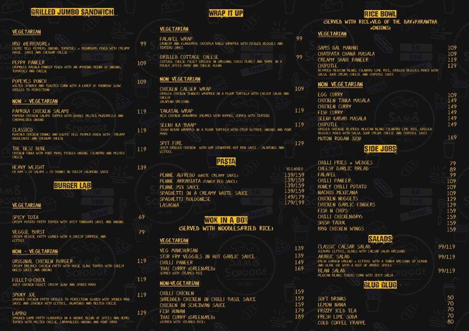 Menu at Sam and Scrooge, Noida, Shop no. F-7