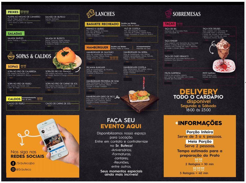 Menu at Sr Buteco pub & bar, Joaçaba