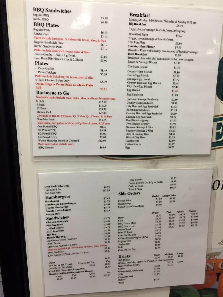 Menu at Three Little Pigs Bar-B-Q, Memphis