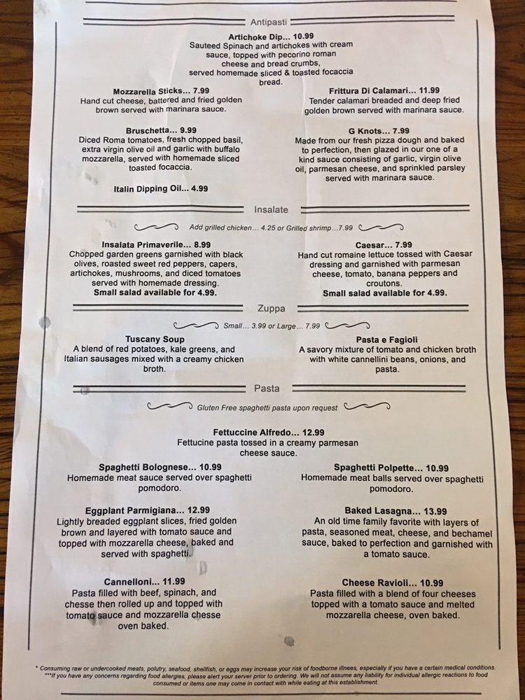Menu at Adriano's Italian Restaurant, Marble Falls