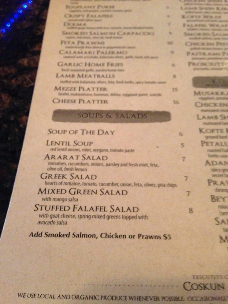 Menu at Dunyā Mediterranean Bistro & Wine Bar, San Francisco