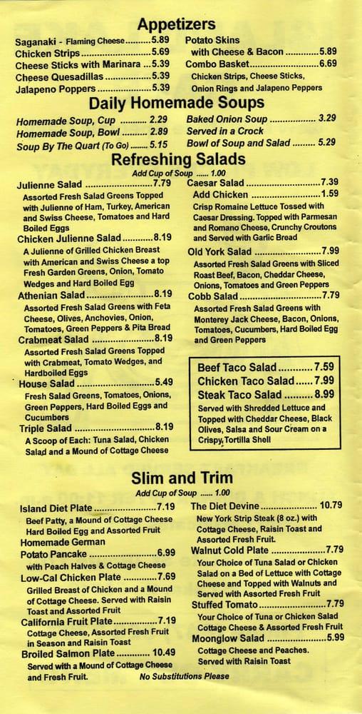Menu at Island Lake Cafe, Island Lake