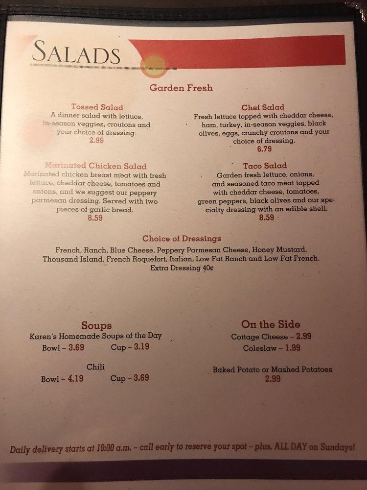 Menu at The Brothers Three pizzeria, Marinette