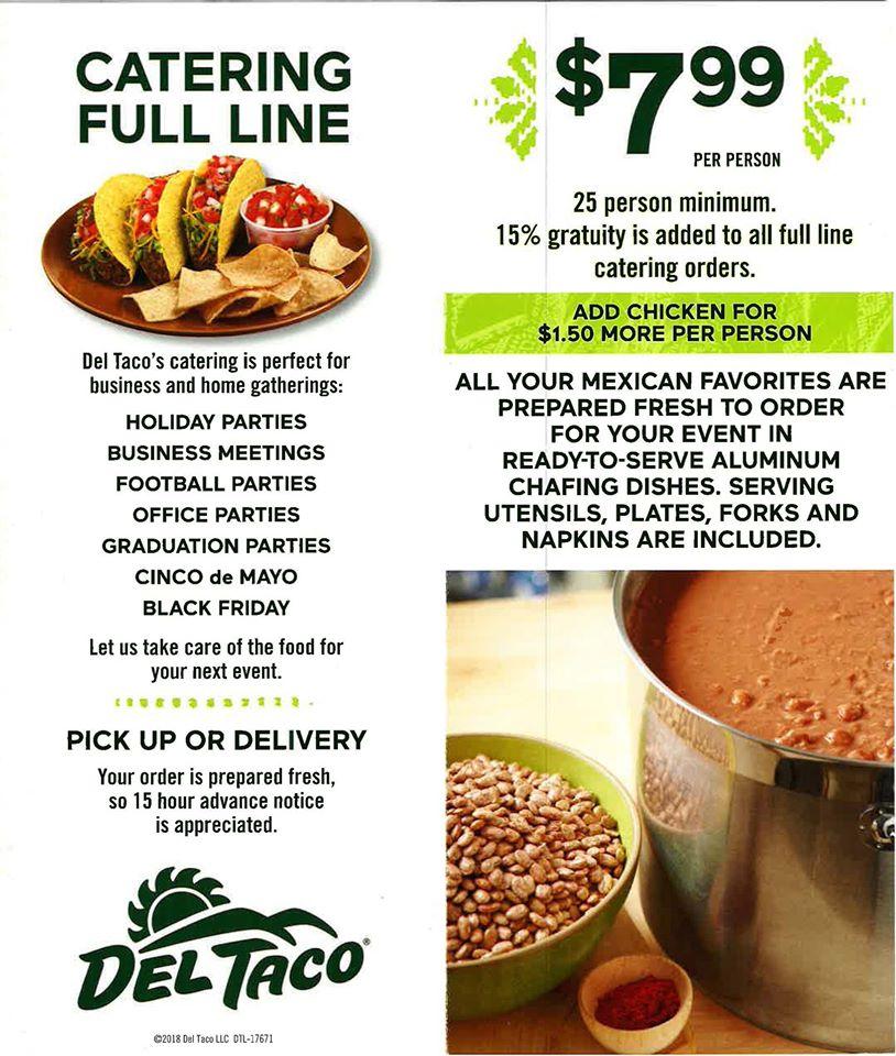 Menu at Del Taco fast food, Dearborn Heights, N Telegraph Rd