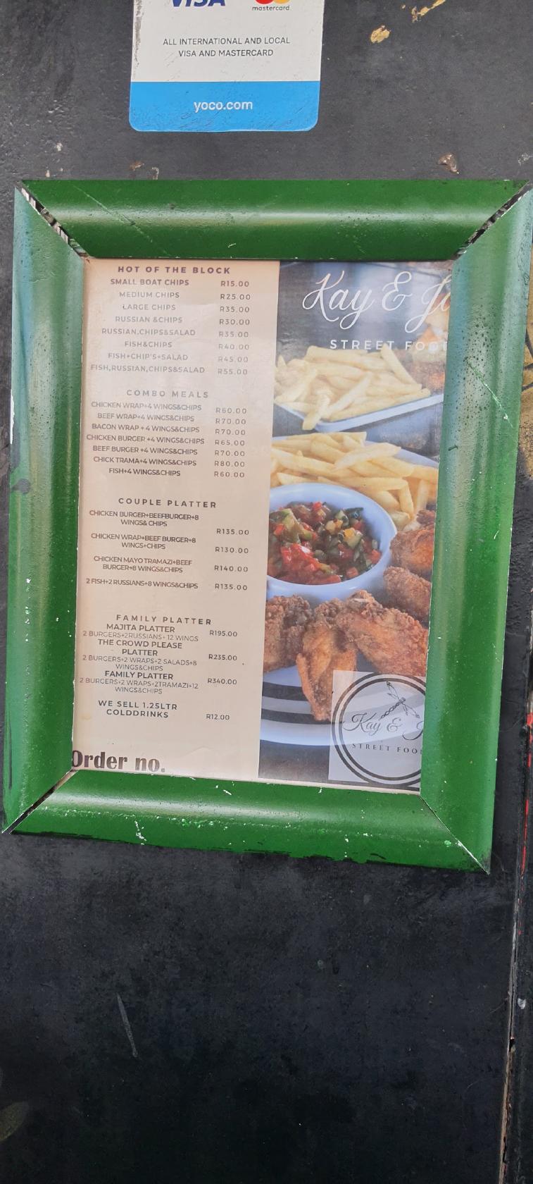 Menu at Kay&jay Street Food restaurant, Pretoria