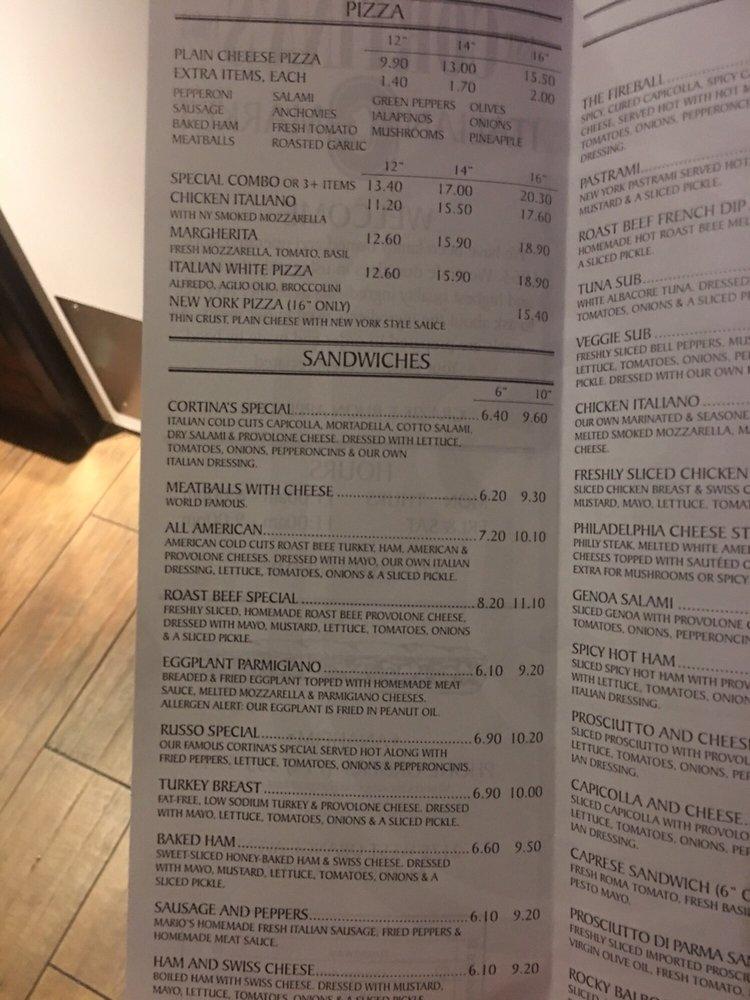Menu at Cortina's Italian Market & Pizzeria, Anaheim, W Orange Ave