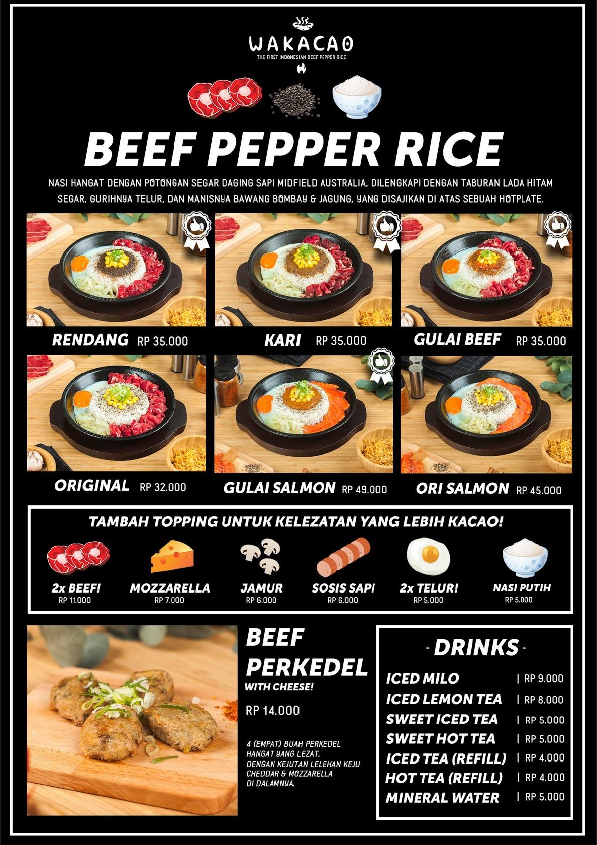 Menu at Wakacao restaurant, South Tangerang, Taman Jajan Bintaro CBD