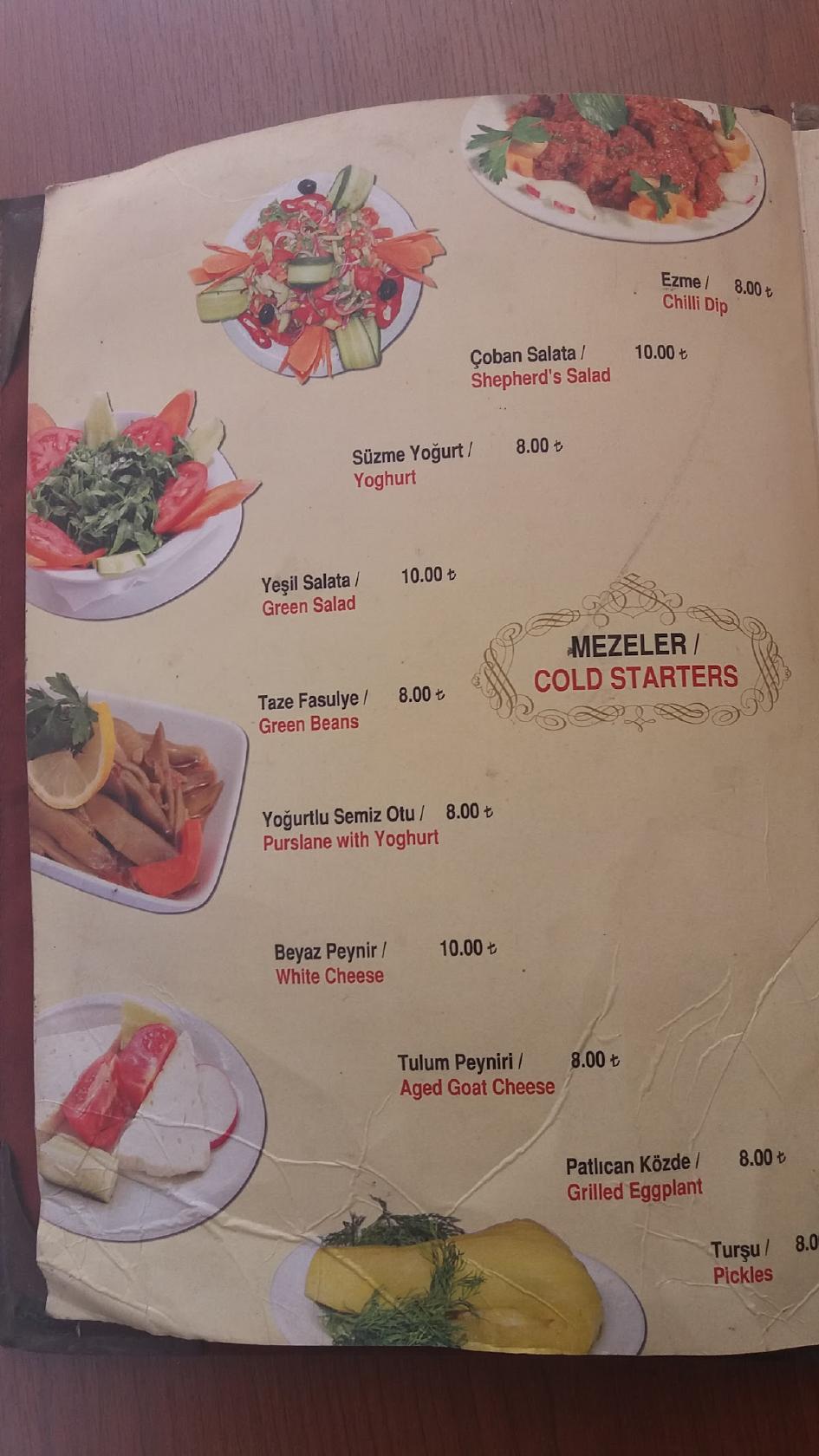 Menu at Beyoğlu Ocakbaşı & Restaurant, Istanbul