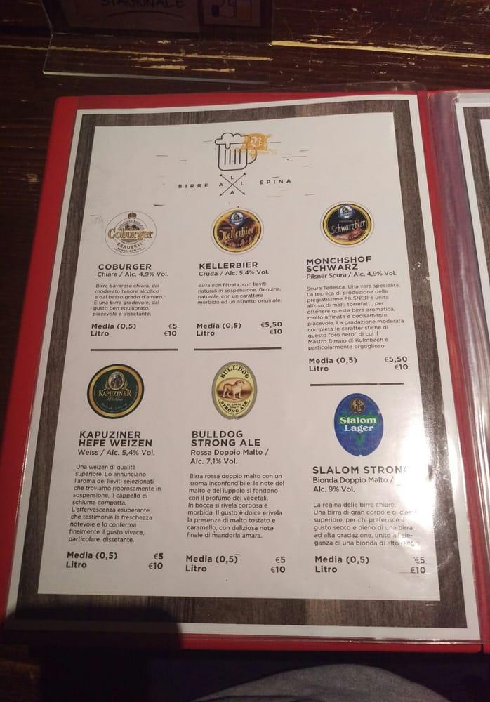 Menu at Birreria La Baracca, Sesto San Giovanni