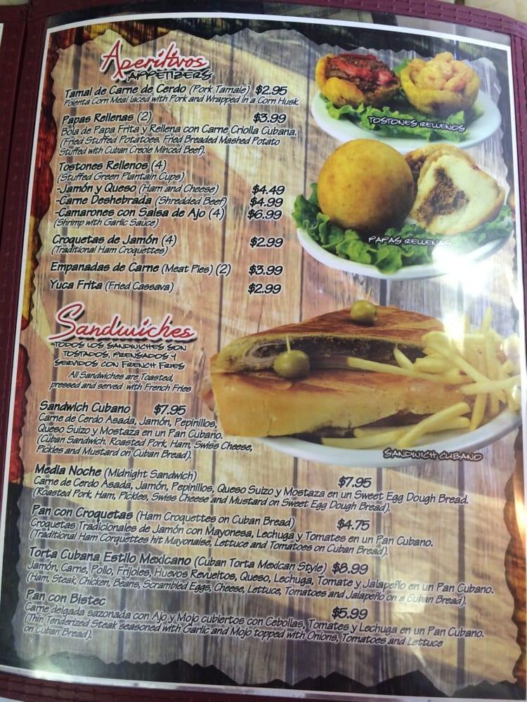 Menu at Cuban Foods Bakery & Restaurant, Phoenix, N 43rd Ave
