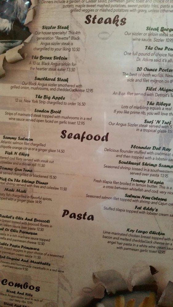 Menu at Gatsby's Seafood & Steakhouse, Bay City