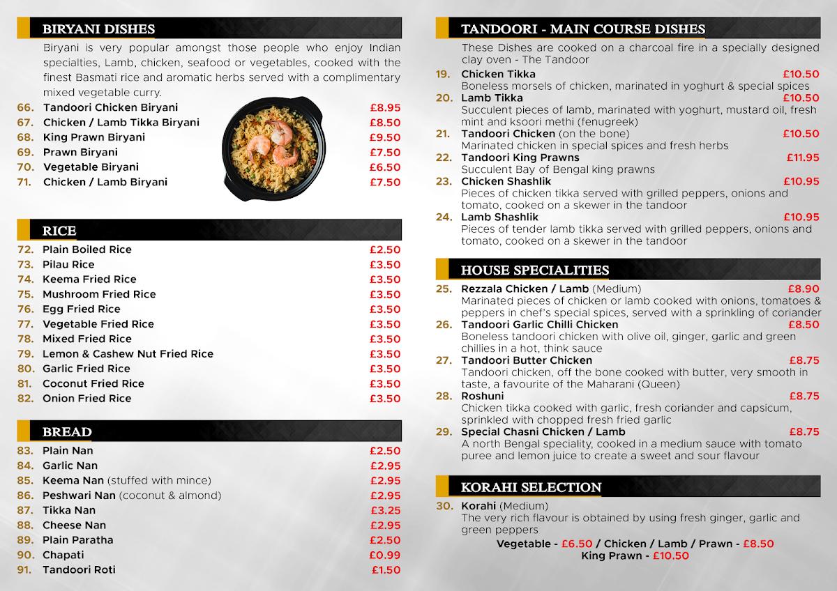 Menu at Huntly Tandoori Indian Takeaway restaurant, Huntly