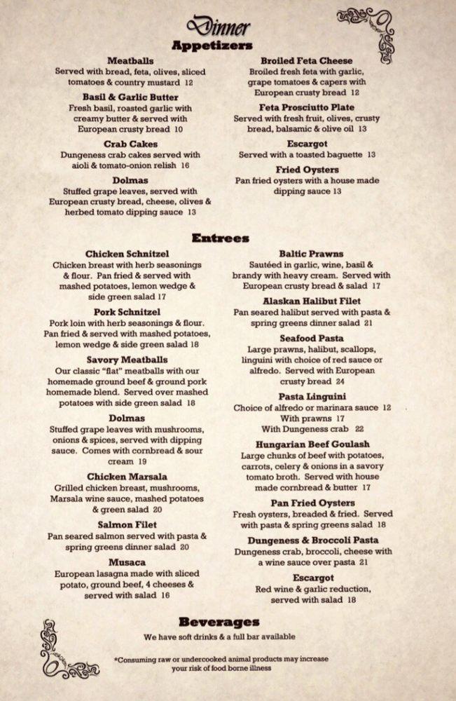 Menu at Mari's Kitchen restaurant, Florence