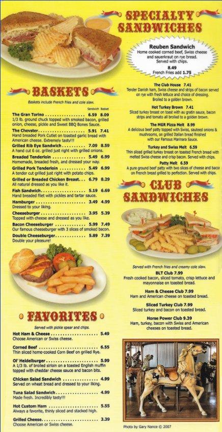 Menu at Merry Go Round Restaurant, Evansville