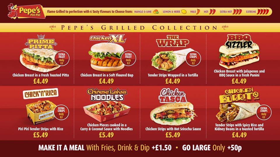 Menu at Pepe's fast food, Bracknell