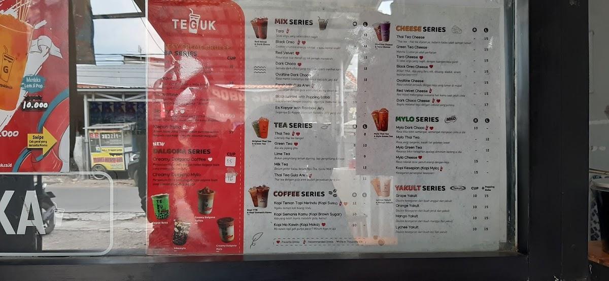 Menu at TEGUK cafe, Bandung