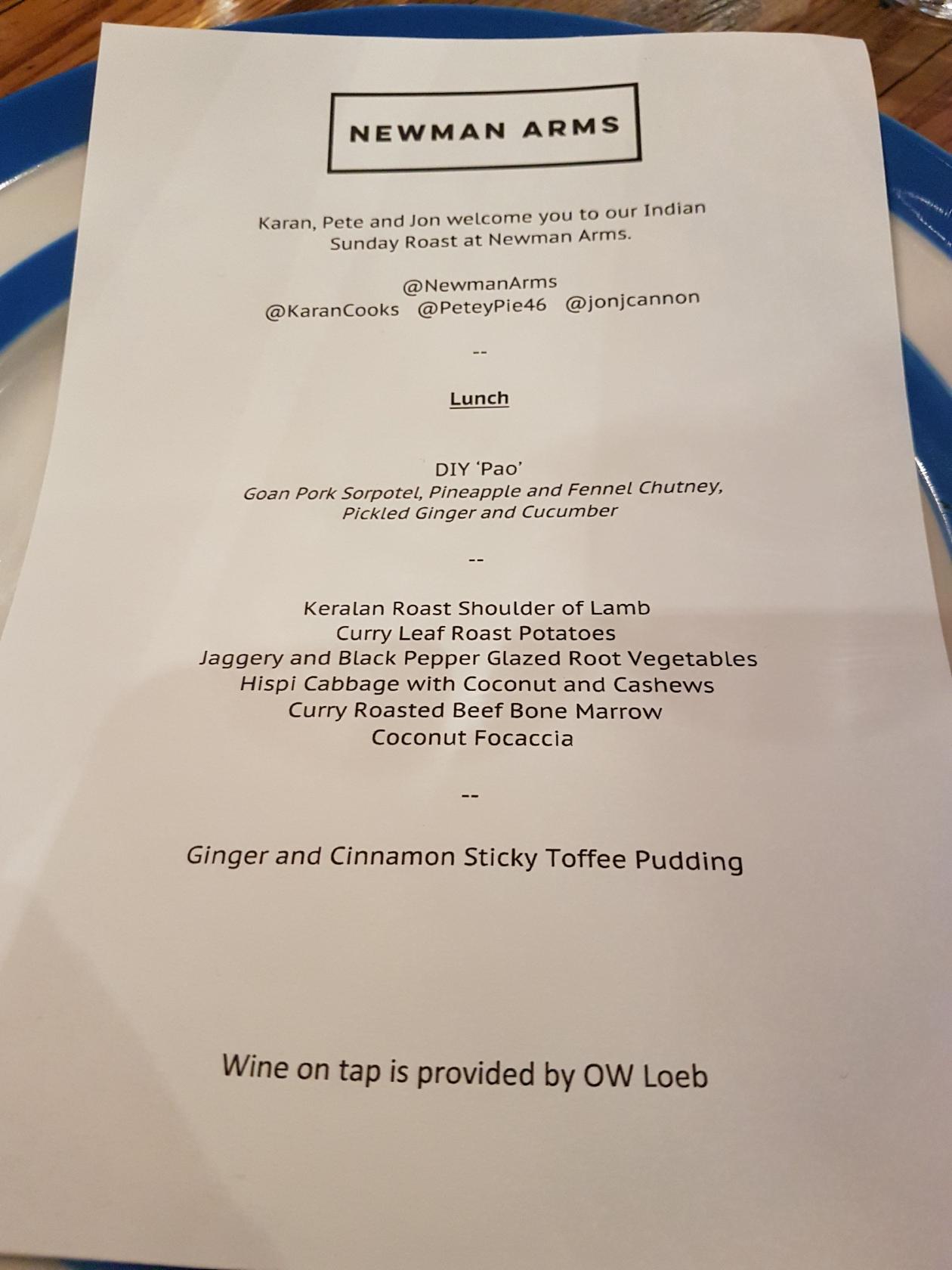 Menu at The Newman Arms pub & bar, London, 23 Rathbone St