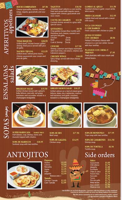 Menu at Tijuana Mexican Café restaurant, Rockville