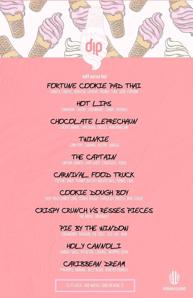 Menu at DIP, Hamilton