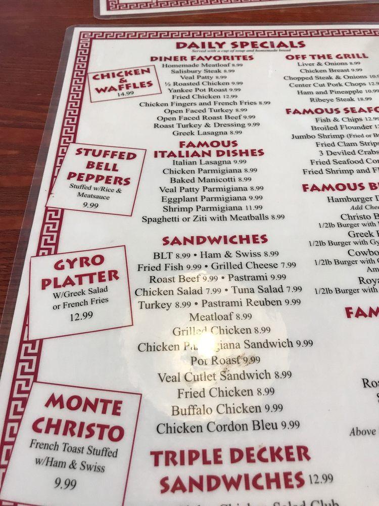 Menu at Steve's Famous Diner restaurant, Daytona Beach, N Atlantic Ave